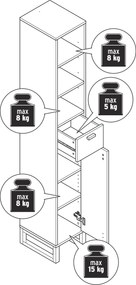 Tchibo - Vysoká koupelnová skříňka s otevřeným prostorem - barva: bílá