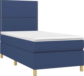 Box spring postel s matrací a LED modrá 100x200 cm textil 3135339