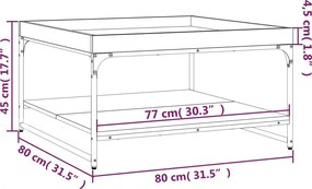 vidaXL Konferenční stolek 80 x 80 x 45 cm kompozit a železo [832813] Barva: šedá sonoma