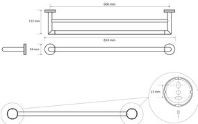Sapho Sapho, LARISSA dvojitý držák ručníků 600mm, černá/zlato mat, WS011BG