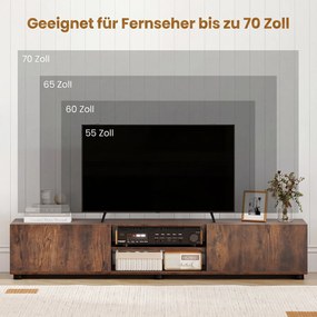 Costway TV skříň TV komoda pro televizory do 70 palce TV s 2 dvířky rustikálně