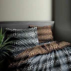 Ervi bavlněné povlečení oboustranné - Leopard šedý/leopard hnědý