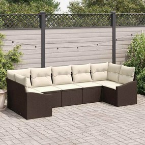 Set pohovek 7 ks Hnědá polyratan 3346868