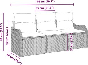 Sada zahradních pohovek 3 ks Černá polyratan 3345563