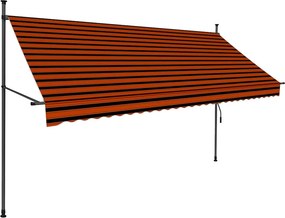 Ručně zatahovací markýza s LED světlem 300 cm oranžovo-hnědá 145880