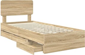 Rám postele s čelo Sonoma dub 100 x 200 cm Dřevěný materiál 3412215