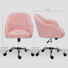 HOMCOM kancelářská židle, Teddy plyšová ergonomická desk židle, nastavitelná výška, polstrované sedadlo a opěradlo, 360° otáčení, moderní design, do …