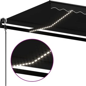 Automatická markýza LED a senzor větru 400x350 cm antracitová 3069194