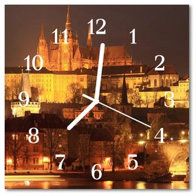 Nástenné skleněné hodiny Praha 30x30 cm