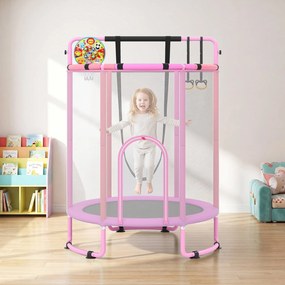Costway Trampolína pro děti 154 cm 6 v 1 Dětská trampolína s – růžový