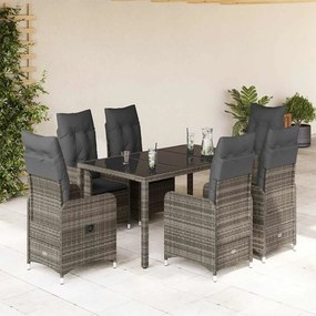 5dílný zahradní bistro set s poduškami šedý polyratan 3277036