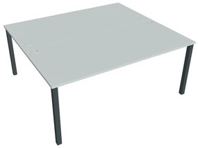 Dvojstůl pracovní rovný 180×160 cm - Hobis Uni USD 1800 Dekor stolové desky: šedá, Barva nohou: černá