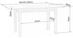 Jídelní stůl Diego II 105 × 65 cm