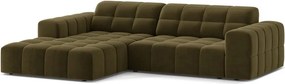 Khaki sametová rohová pohovka (levý roh/s lenoškou) Chicago – Cosmopolitan Design