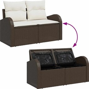 Set pohovek 6 ks Hnědá a bílá polyratan 3354777