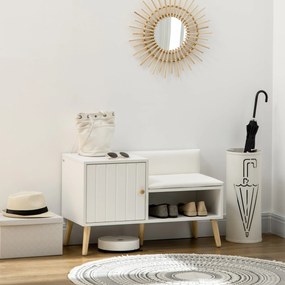 HOMCOM Botník S Lavicí A Poličkou Pro 4 Páře Bot S Polstrovaným Sedákem, 80x33x49 cm, Bílá