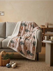 Sinsay - Vánoční deka s beránkem s lesním motivem - vícebarevná