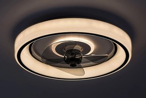 Rabalux Černé stropní LED svítidlo s ventilátorem Horacio 470mm 67W CCT s DO 71009