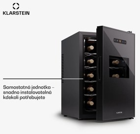 Klarstein Silent Vino 15 Uno, vinotéka, 39 l/15 lahví, 5-18 °C, dotykový displej