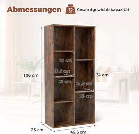 Costway 7 Cube Bookshell Volně stojící Cube Police Vertikální nebo