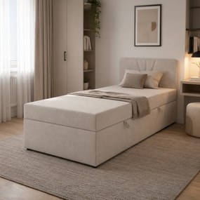 Boxspringová postel, jednolůžko, béžová, 90x200, univerzální, SUPA