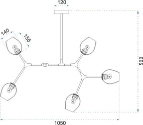 Toolight - Závěsná lampa 5xE27 APP506-5C, zlatá, OSW-08555