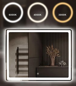 Dotykové zrcadlo s LED osvětlením COLOR 80x60 cm