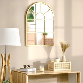 HOMCOM Nástěnné zrcadlo 70x50cm Zrcadlo do okna s kovovým rámem Závěsné zrcadlo do předsíně a dekorace Celoplošné zrcadlo ve zlaté barvě | Aosom.de