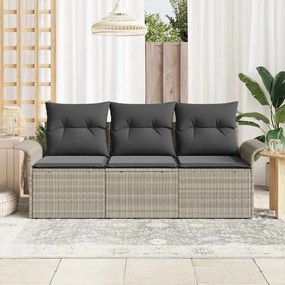 Set pohovek 3 ks 3-Počet míst Šedá polyratan 3345222