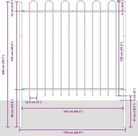 Zahradní plot WOERDEN 3 ks 5,1 x 0,6 m Práškově lakovaná ocel 3334048