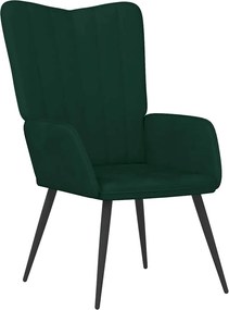 Relaxační křeslo se stoličkou tmavě zelené samet 327690