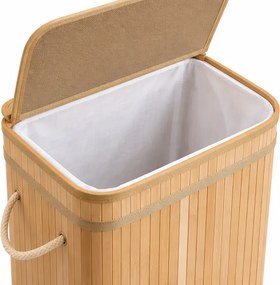 koš na prádlo, 72 l, bambus/látka, přírodní/krémová, Dekorino KP20260006