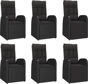 7dílný zahradní jídelní set s poduškami černý polyratan 3157602