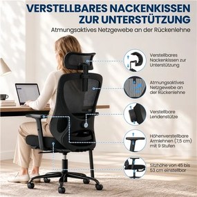 Kancelářská židle – černá, 70 cm (šířka) × 60 cm (hloubka) × 111 cm – 118,5 cm (výška) (267792306720)