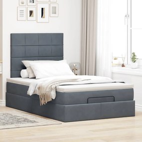 Osmanský rám postele s matracemi tmavě šedá 120x190 cm samet 3314307