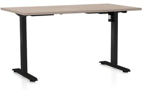 Výškově nastavitelný stůl OfficeTech A, 120 x 80 cm, černá podnož, dub