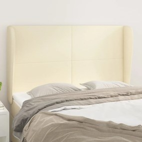 Čelo postele typu ušák krémové 147 x 23 x 118/128 cm umělá kůže 3117768