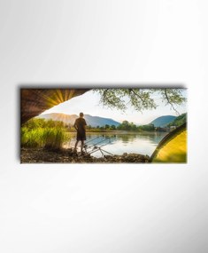 Malvis ® Obraz Východ slunce a rybář ROZMĚR (šířka x výška): pětidílné schody obdélník 200x100 cm