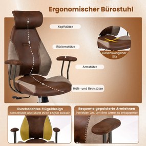 Costway Ergonomická kancelářská židle Stolní počítačová židle s opěrkou hlavy