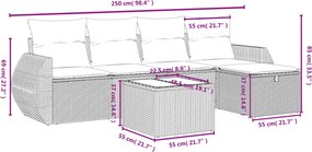 6dílná zahradní sedací souprava s poduškami šedá polyratan 3264096