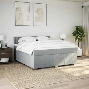 Box spring postel s matrací světle šedá 200 x 200 cm textil 3289489