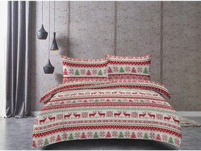 Povlečení z mikrovlákna CHRISTMAS JOY bílé + prostěradlo mikroplyš SOFT 90x200 cm bílé