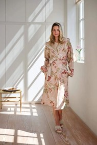 Pip Studio Secret Garden bavlněný froté župan, khaki (Dámský župan z bavlněného froté s kapucí)