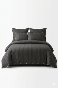Tmavě šedé povlečení na jednolůžko z bavlny Renforcé 140x200 cm Como Striped – Mila Home Luxury