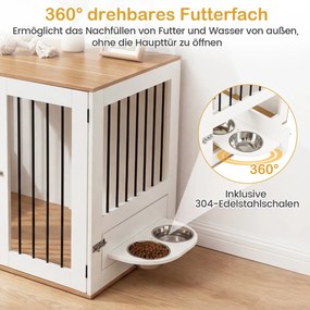 Costway Box pro psy s 360° otočnými miskami na krmení a uzamykatelnými dvířky