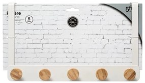 Věšák na dveře Bamboo White 5 háčků