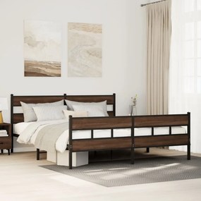 Kovový rám postele bez matrace hnědý dub 180 x 200 cm 3308478