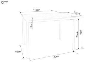 Jídelní stůl City 110 cm dub artisan/černý