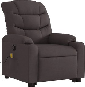Zvedací masážní polohovací křeslo tmavě hnědé textil 3206659