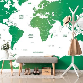 Samolepící tapeta mapa světa s jednotlivými státy v zelené barvě - 150x100 cm